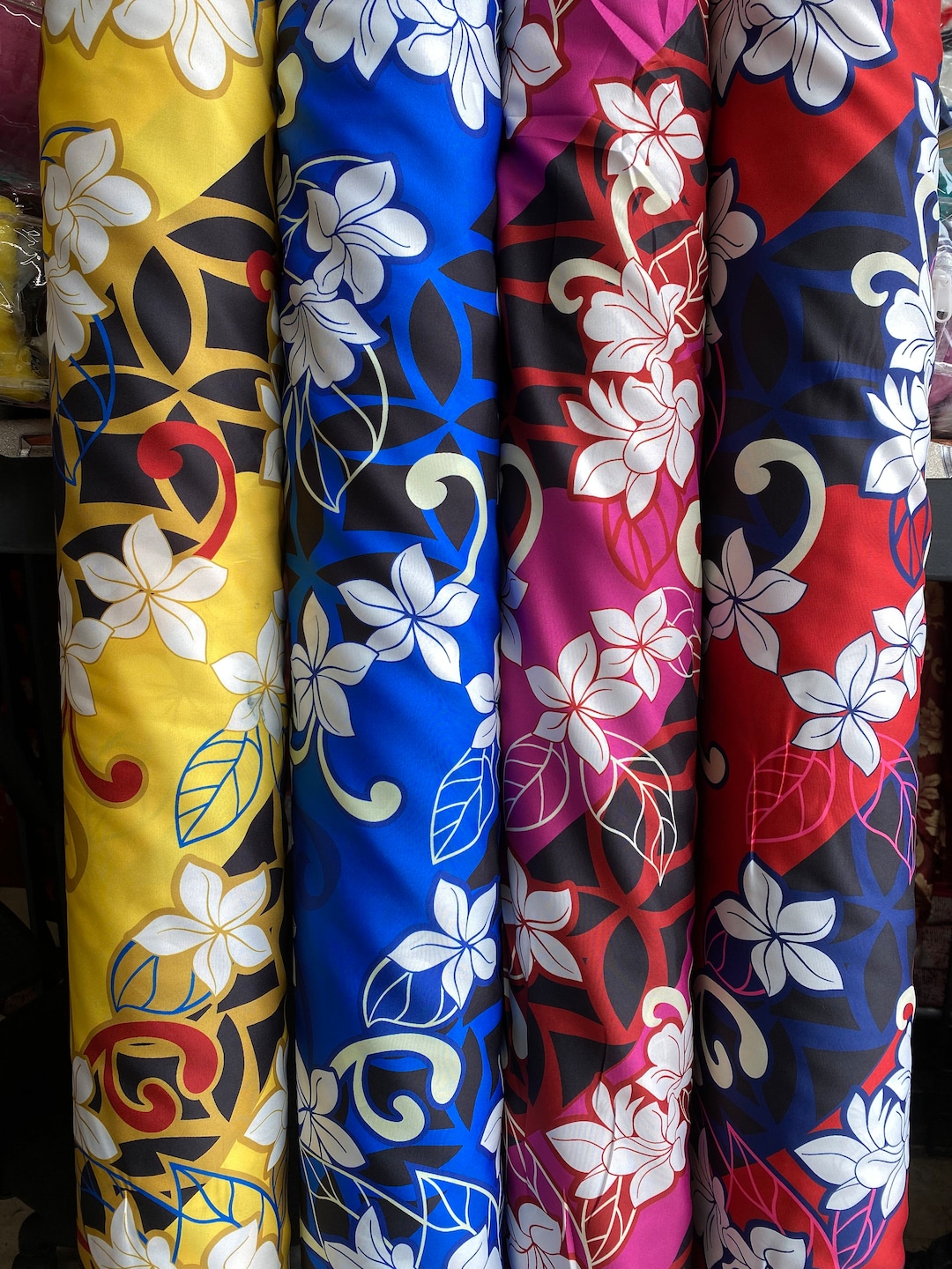 Hawaiian Tropical Hibiscus Polynesian Fabric - Peach Skin Fabric- by ...