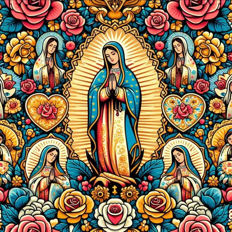 High Quality Mini Matt Fabric, Catholic Fabric, Lady Guadalupe Fabric ...