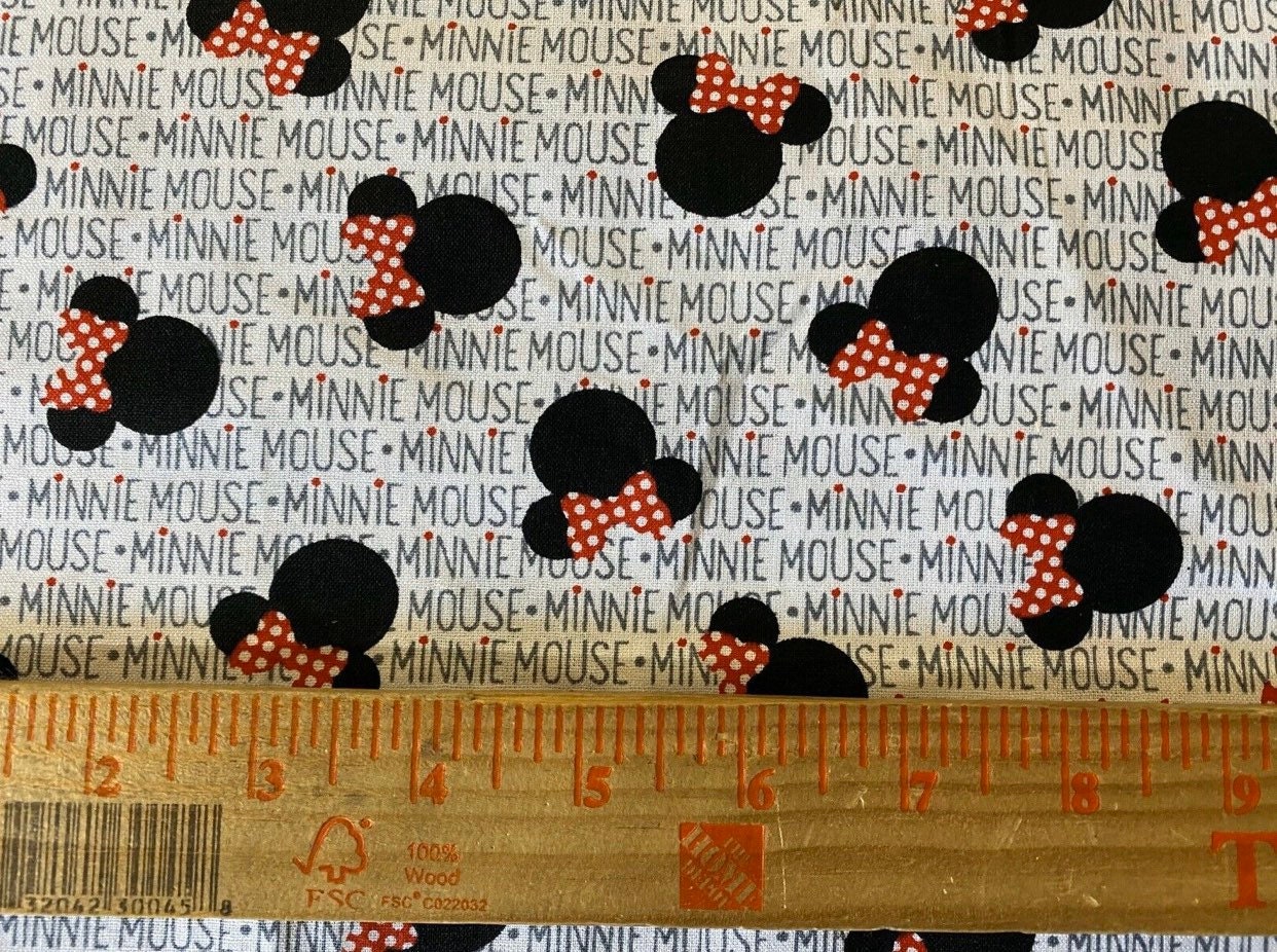 Disney Minnie Mouse Cotton Fabric Tossed Minnie Heads 100% | Etsy