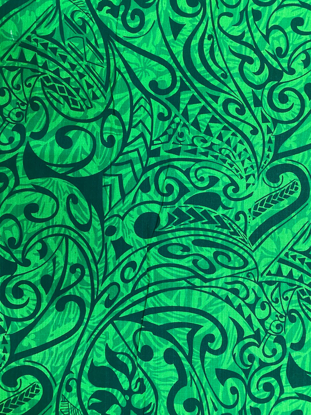 Polynesian Fabric - Green Tribal Tattoo Swirls, Samoan, Fiji, Island ...