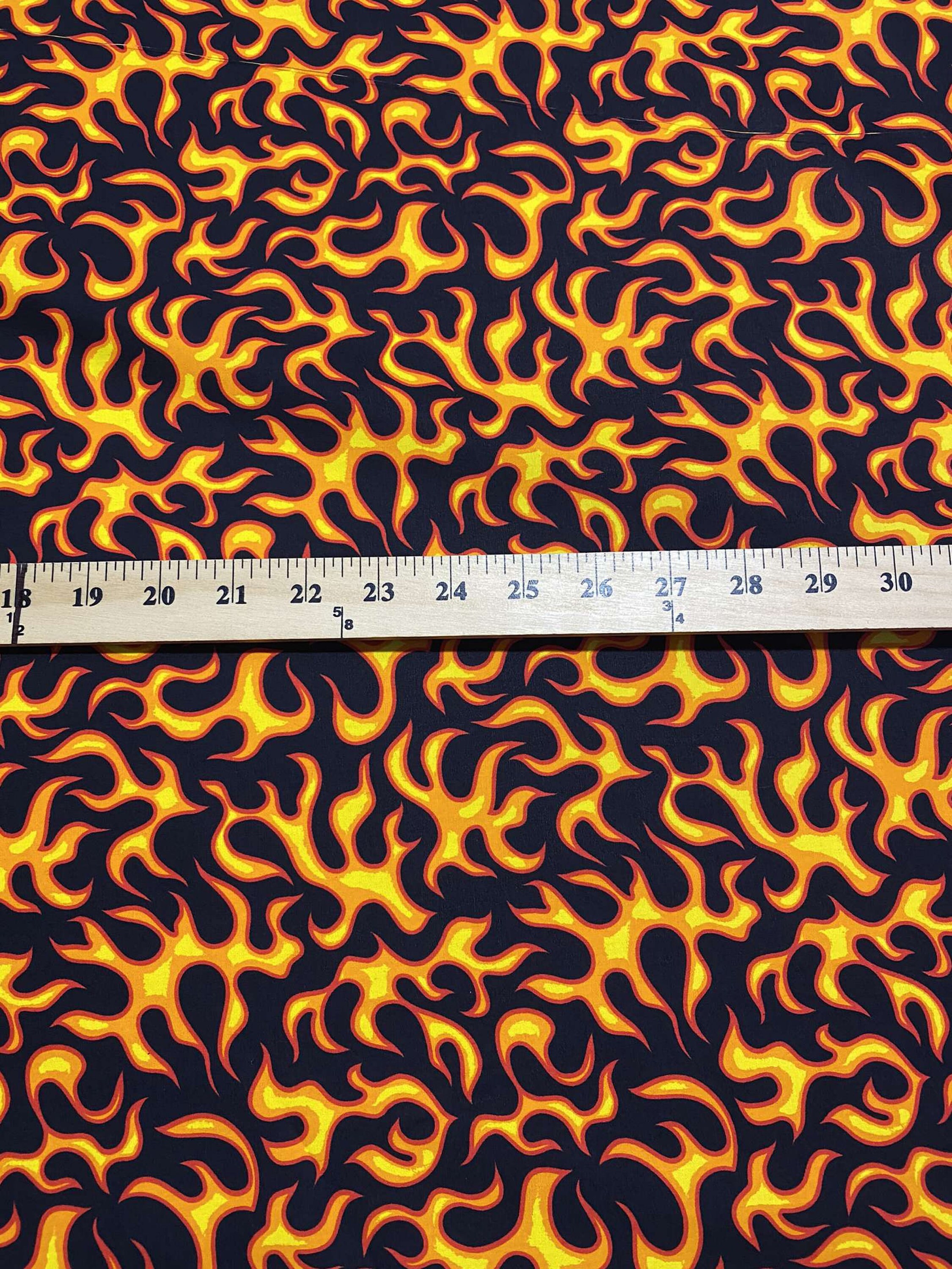 Novedad Clásico Llamas Fuego Caliente 100% Algodón Tela HD | Etsy