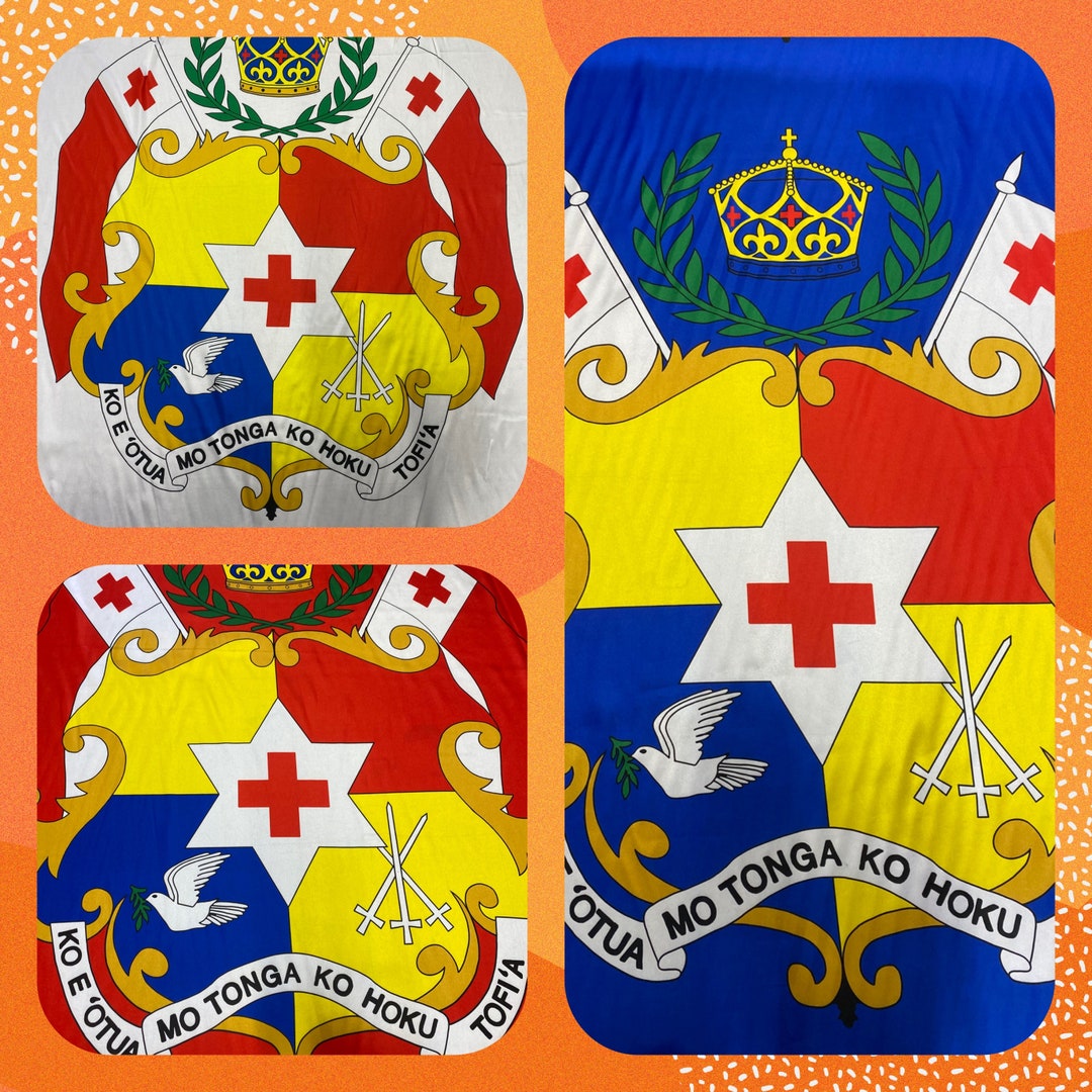 Seal of Tonga - Logo on Satin Fabric - Panel 40" X 58" Wide - Flag of ...