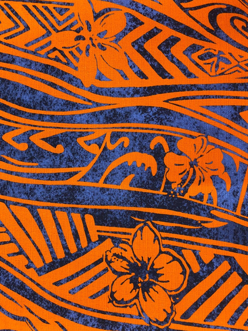 Polynesian Tribal Tattoo With Hibiscus, Doby Cloth, Lt. Bark Cloth, 100 ...