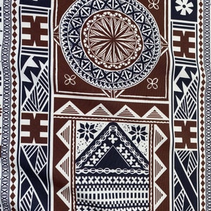 New Fijian Tapa Block Print Fabric - Polynesian Design - Peach Skin ...
