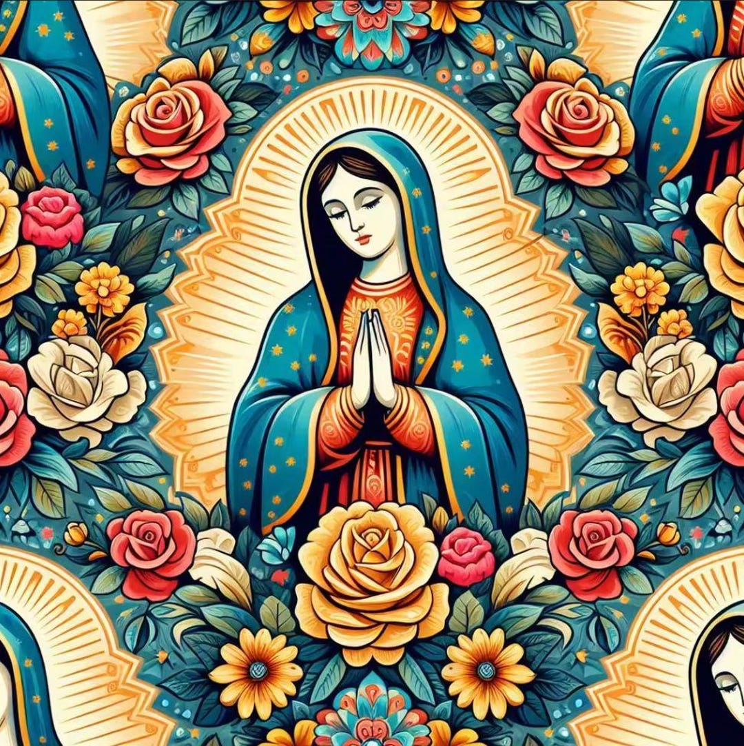 High Quality Mini Matt Fabric, Catholic Fabric, Lady Guadalupe Fabric ...