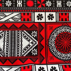 New Fijian Tapa Block Print Fabric - Polynesian Design - Peach Skin ...