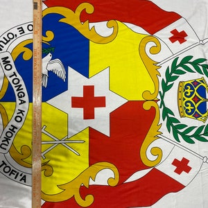 Seal of Tonga Logo on Satin Fabric Panel 40 X 58 Wide Flag of Tonga for ...