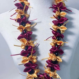 New Hawaiian Graduation Ribbon Kukui Nut Leis - Gift for Grads ...