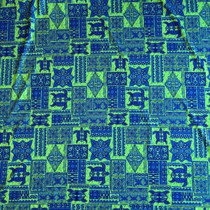 New Fijian Tapa Block Turtle Print Fabric - Polynesian Design - Peach ...