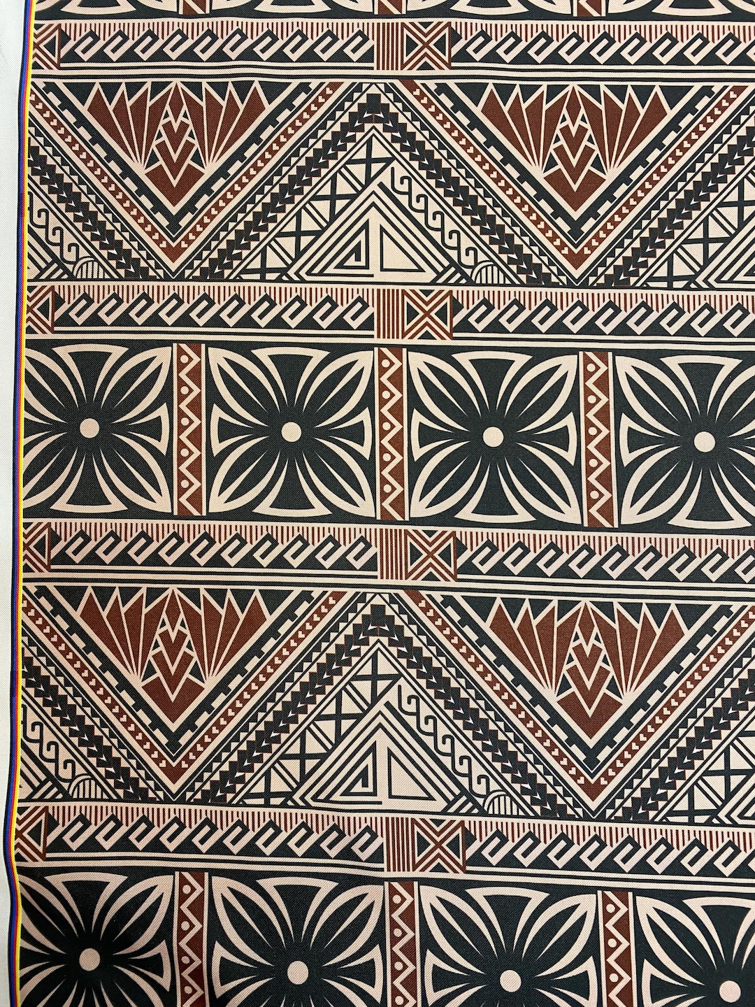 New Zealand Print - Tapa Tribal Block Print Fabric - Polynesian Fabric ...