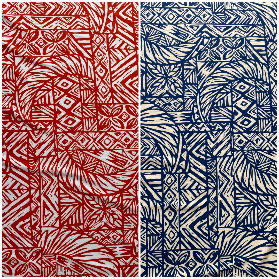 Hawaiian Tropical Tapa Tribal Print Polynesian Fabric Peach Skin Fabric ...