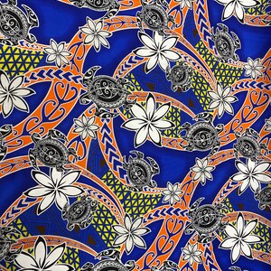 New! Polynesian Fabric, Hawaiian - Tropical Turtle and Tribal Tattoo ...