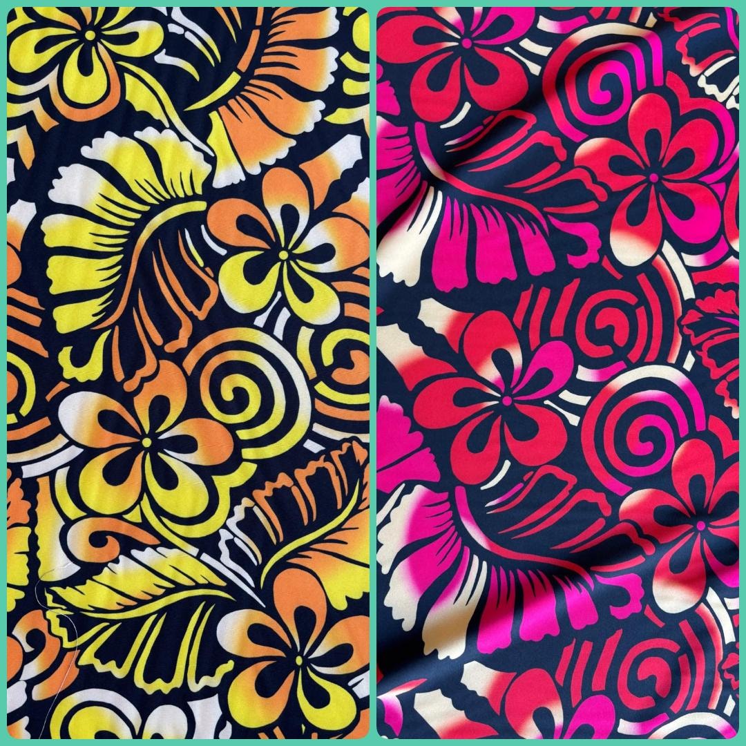 New Polynesian Tribal & Floral Fabric - Islander Design - Peach Skin ...