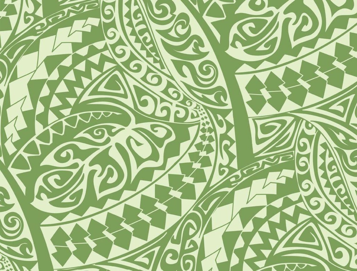 Polynesian Tribal Fabric – Sage Green 100% Cotton, 44” Wide Island ...