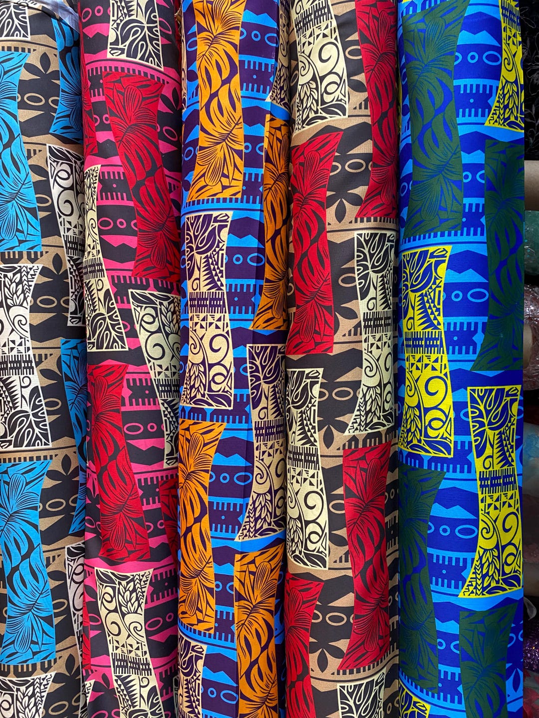 Polynesian Tapa Print, Tribal, Block Print, Polyester Fabric 45" - HD ...