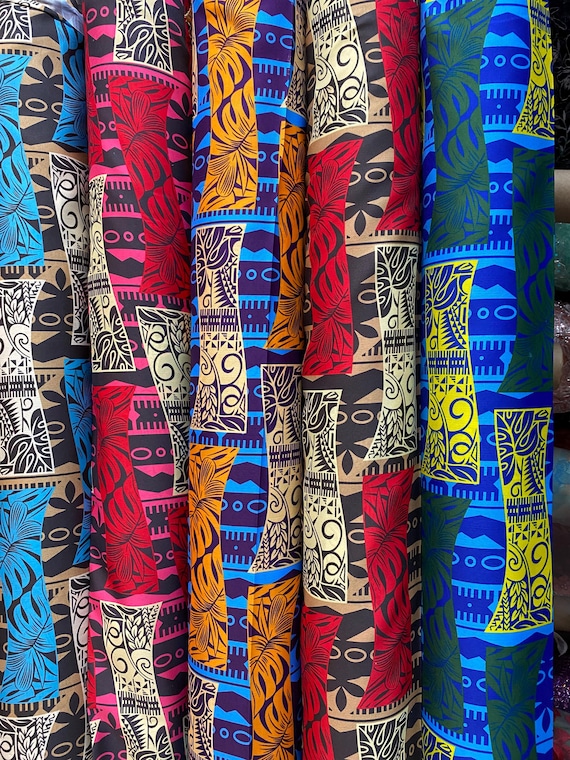 Polynesian Tapa Print Tribal Block Print Polyester Fabric 45 HD Design Island Fabric Etsy