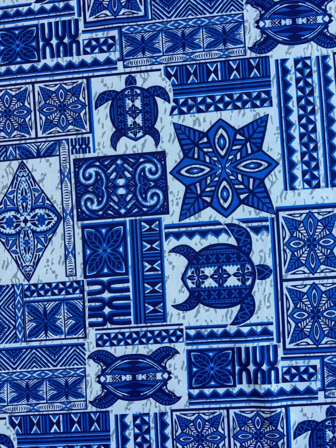 New Fijian Tapa Block Turtle Print Fabric - Polynesian Design - Peach ...