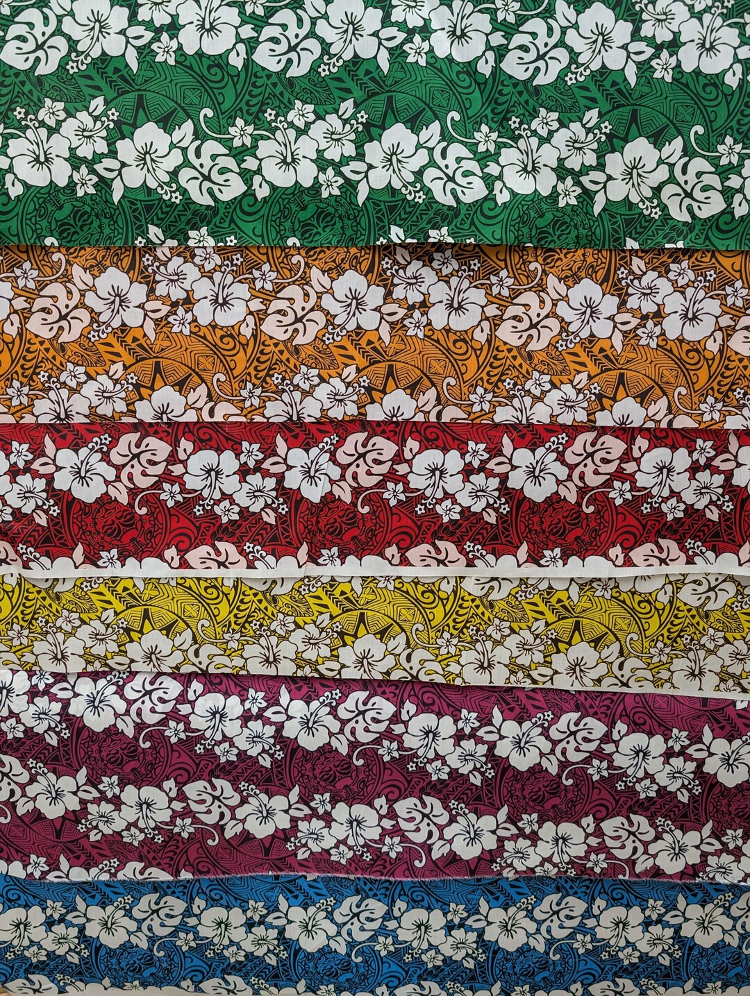 Polynesian Fabric -tropical Hawaiian Fabric, Tribal Floral Tattoo ...