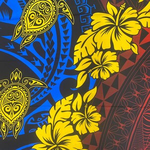 Exquisite Tongan Seal Sarong: Tribal Elements & Turtle Design, 70" X 44 ...