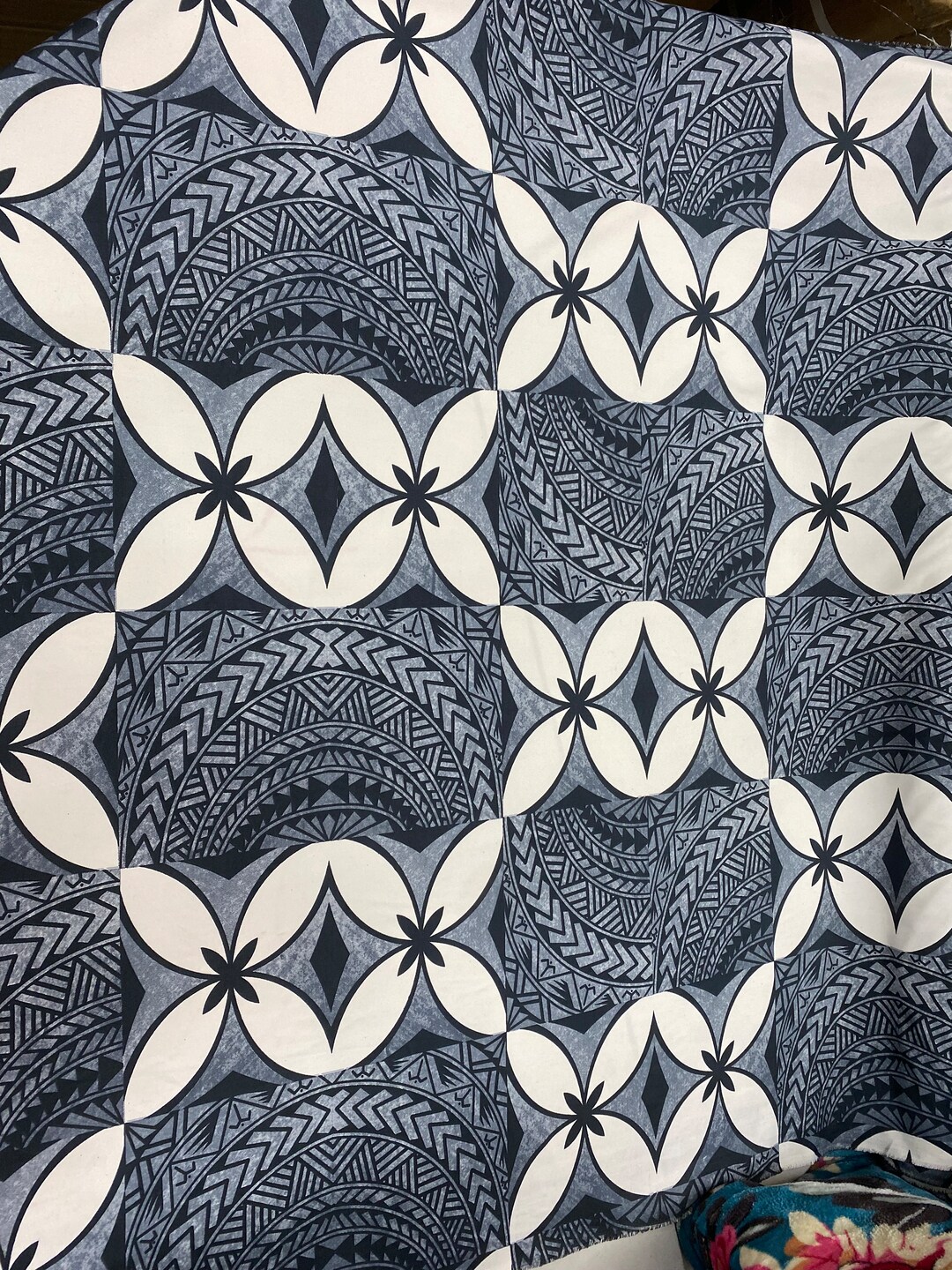 New! Polynesian Fabric, Fiji -tapa Block Print With Tribal Tattoo ...