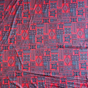 New Fijian Tapa Block Turtle Print Fabric - Polynesian Design - Peach ...