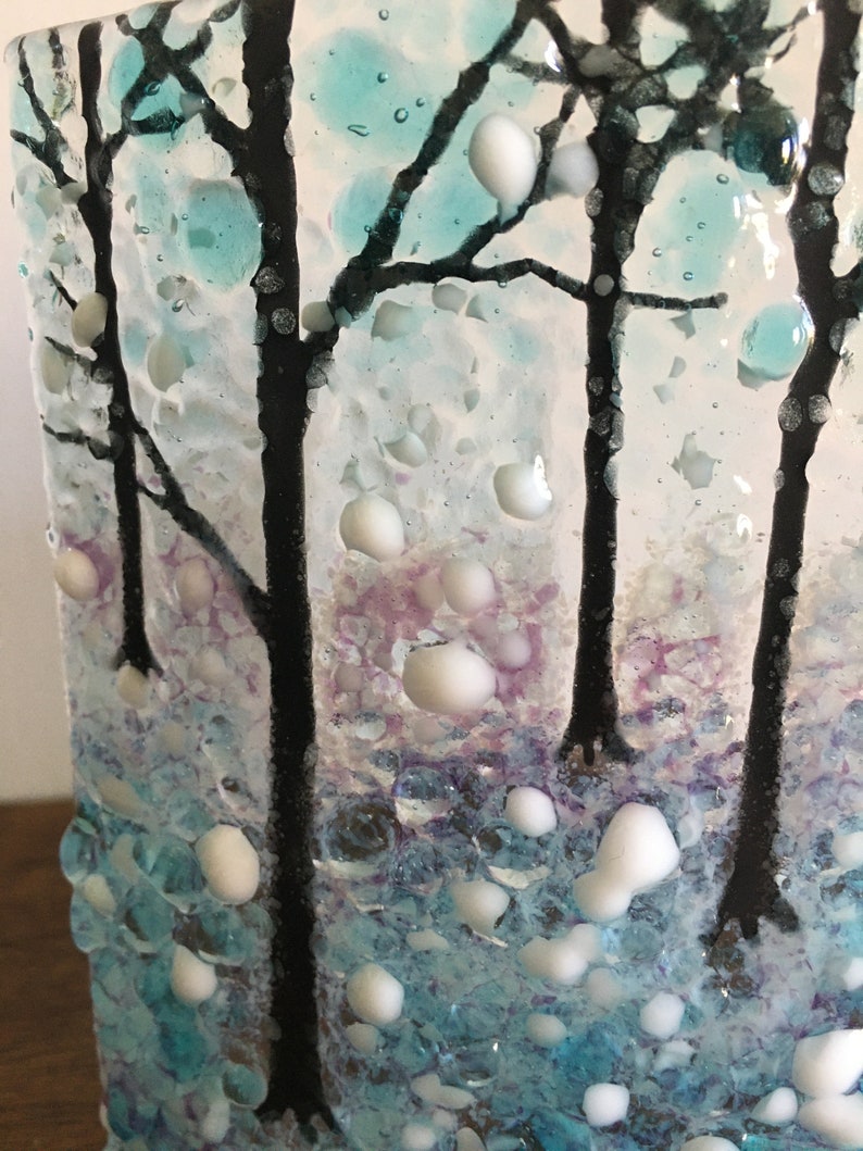 Winter Forest Fused Glass Curve - Etsy