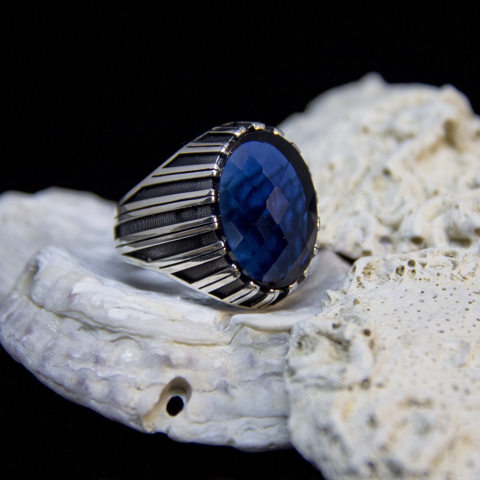 925 Sterling Silver Birthstone Rings Sapphire Ring Mens | Etsy