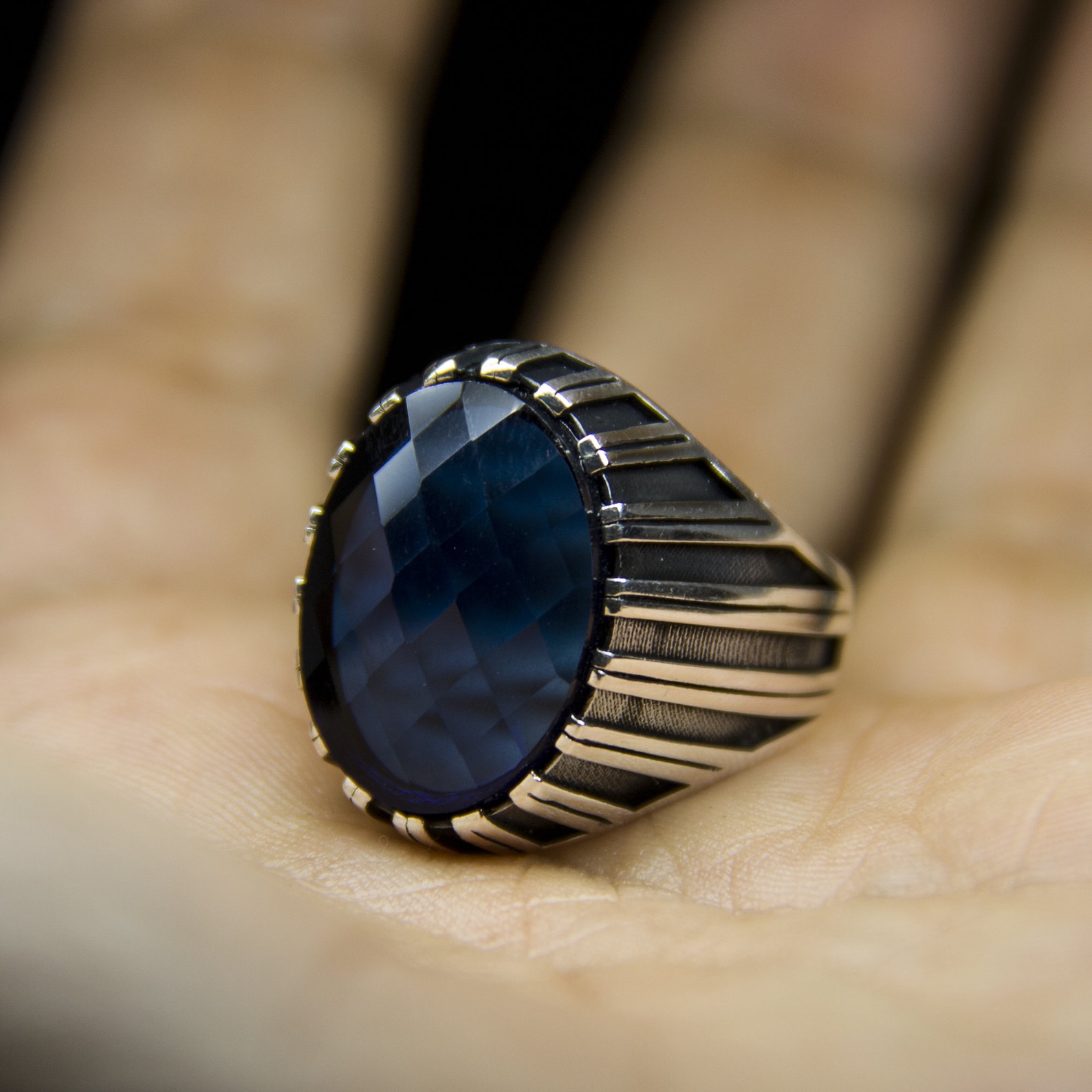 925 Sterling Silver Birthstone Rings Sapphire Ring Mens | Etsy