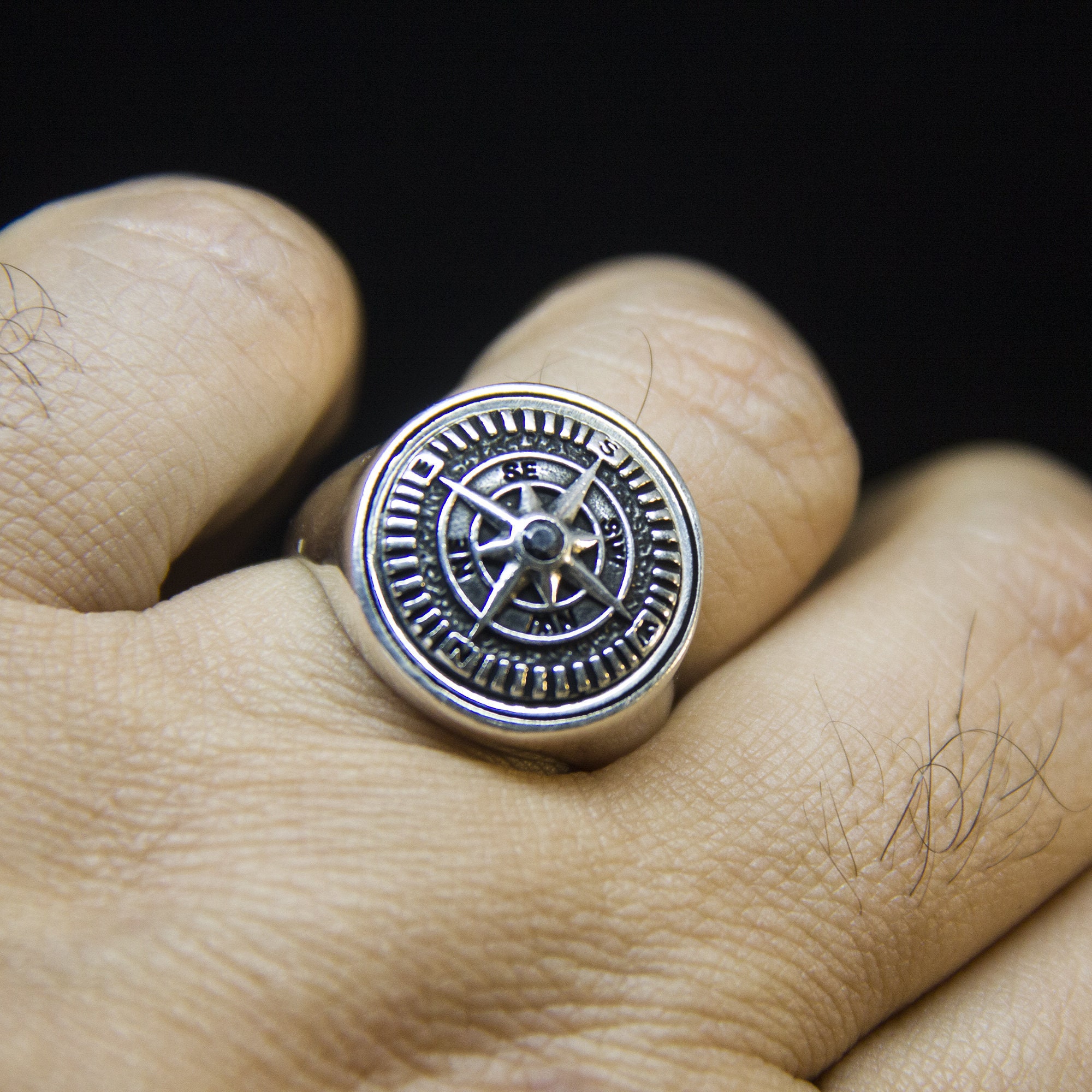 925 Sterling Silver Compass Ring Thumb Rings For Women Cool | Etsy