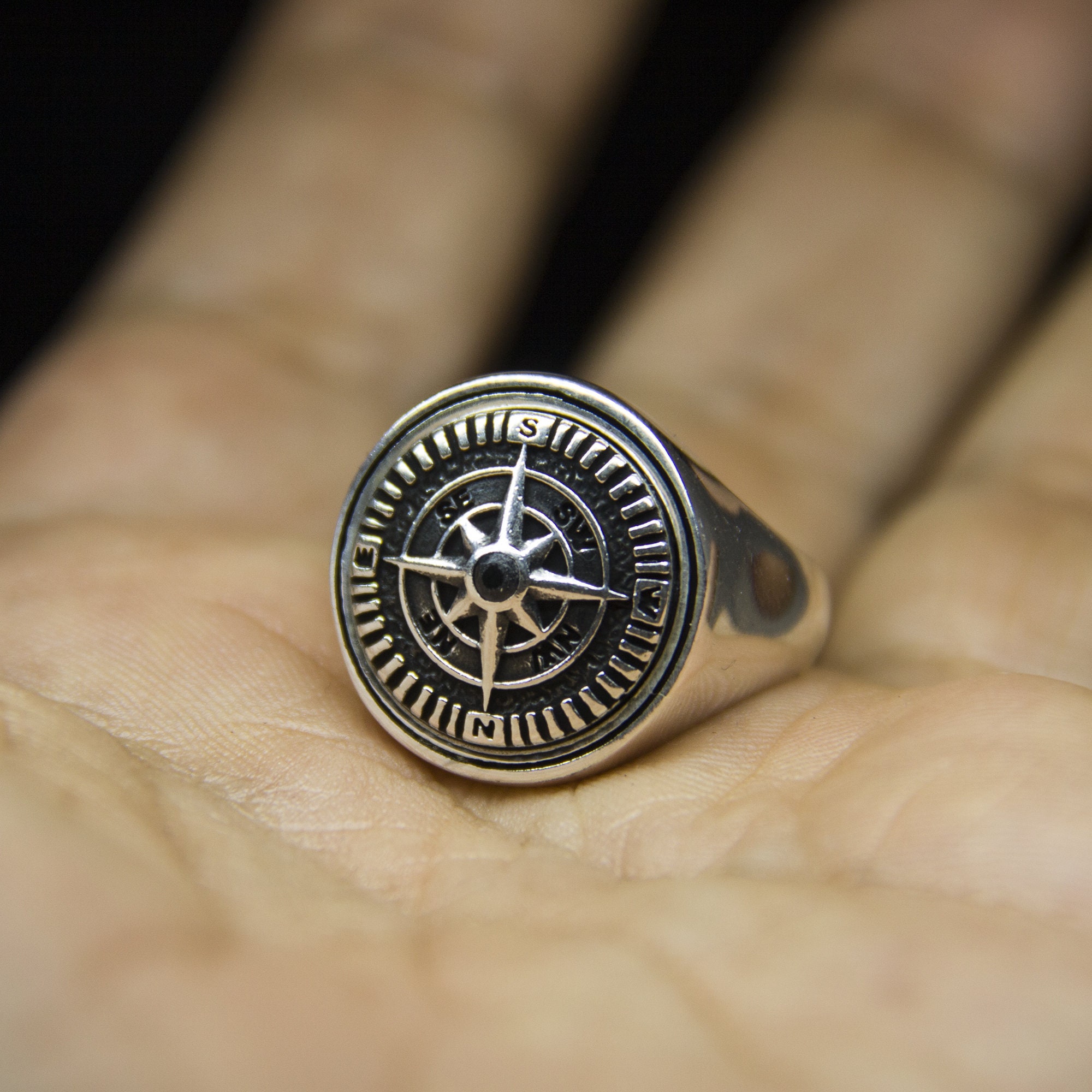 925 Sterling Silver Compass Ring Thumb Rings For Women Cool | Etsy