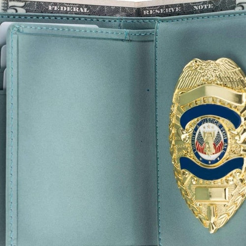 Police Badge Wallet All Leather Universal Fit Turquoise-for | Etsy