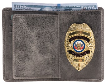 Police Badge Wallet All Leather Universal Fit-dark Teal-for - Etsy