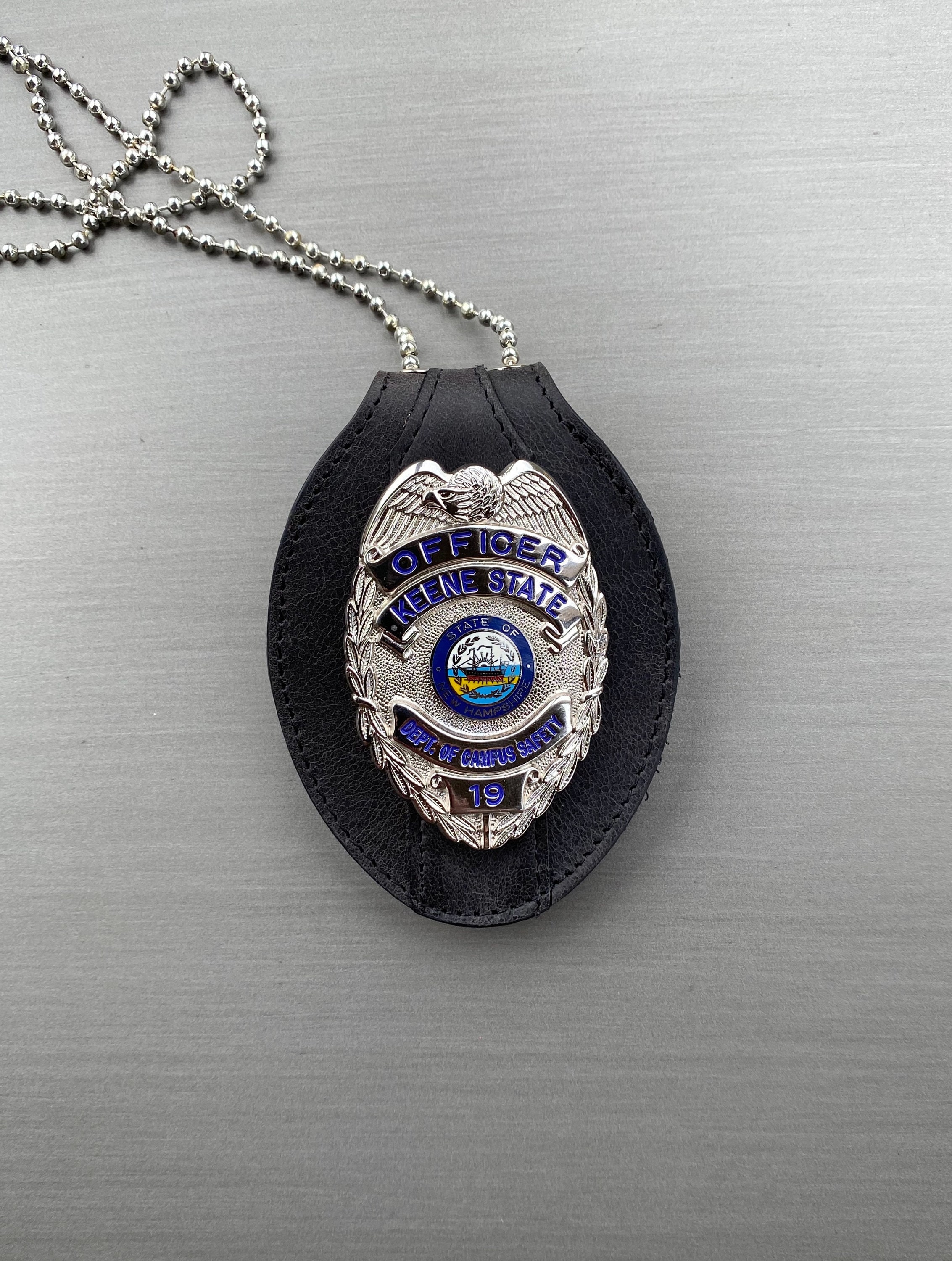 Black Full Grain Leather Oval Police Badge Holder Belt Clip - Etsy