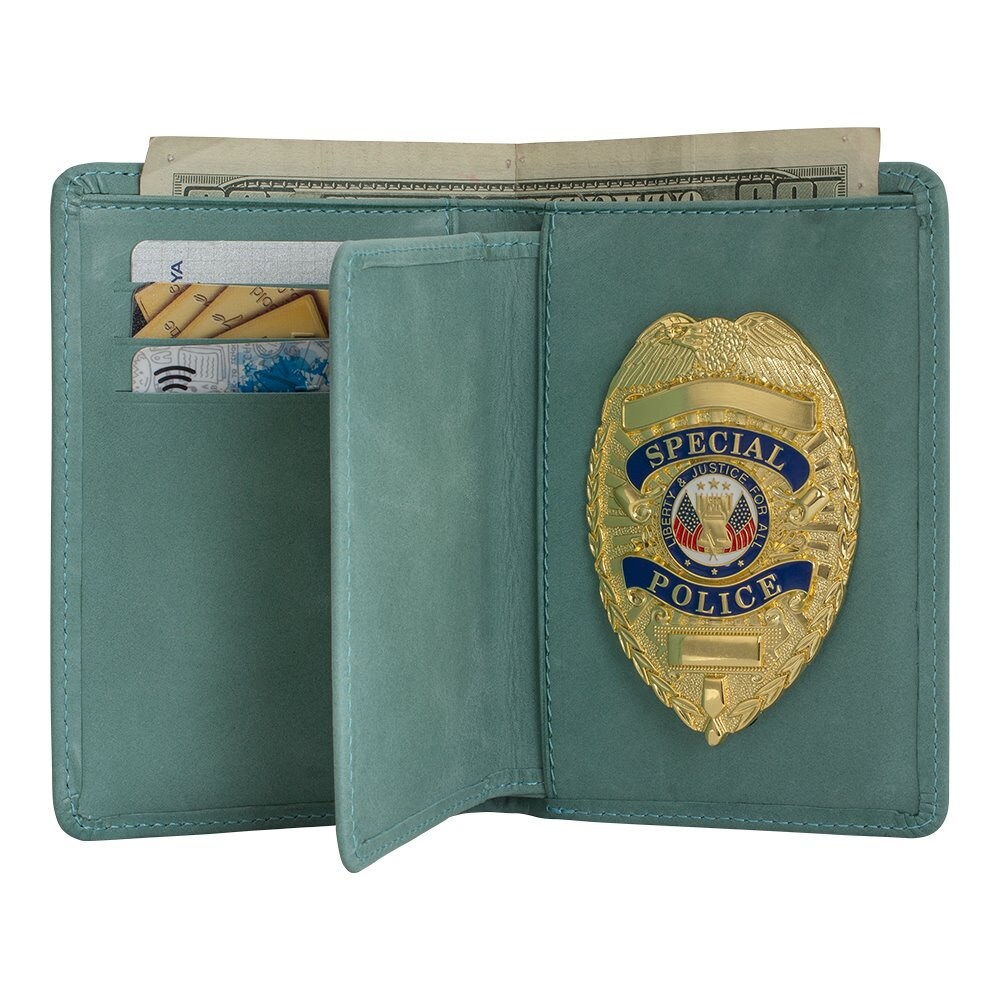 Police Badge Wallet All Leather Universal Fit Turquoise-for | Etsy
