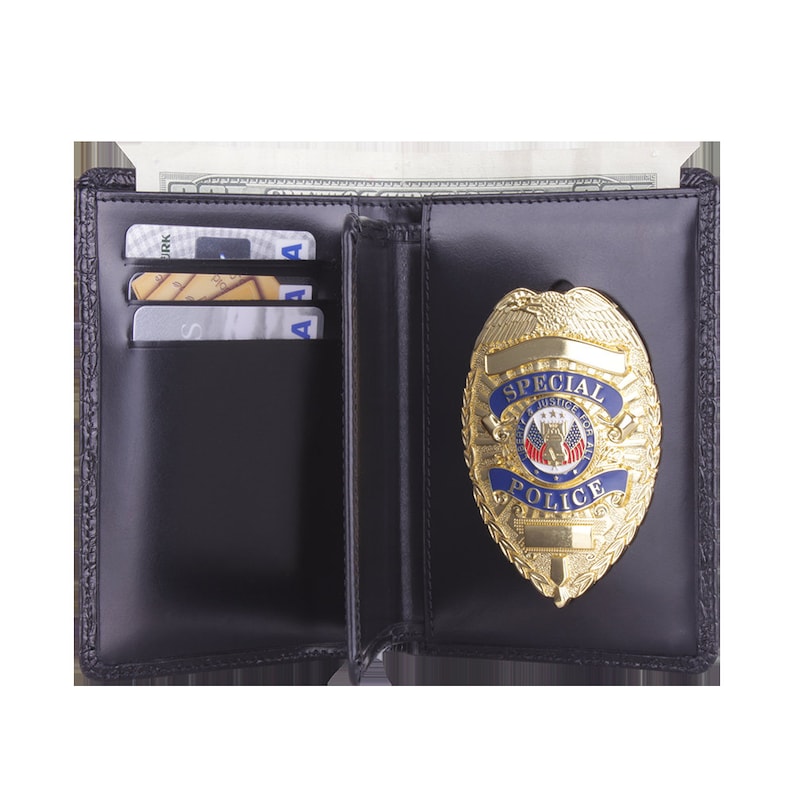 Police Badge Wallet All Leather Universal Fit-Black Croc-For | Etsy