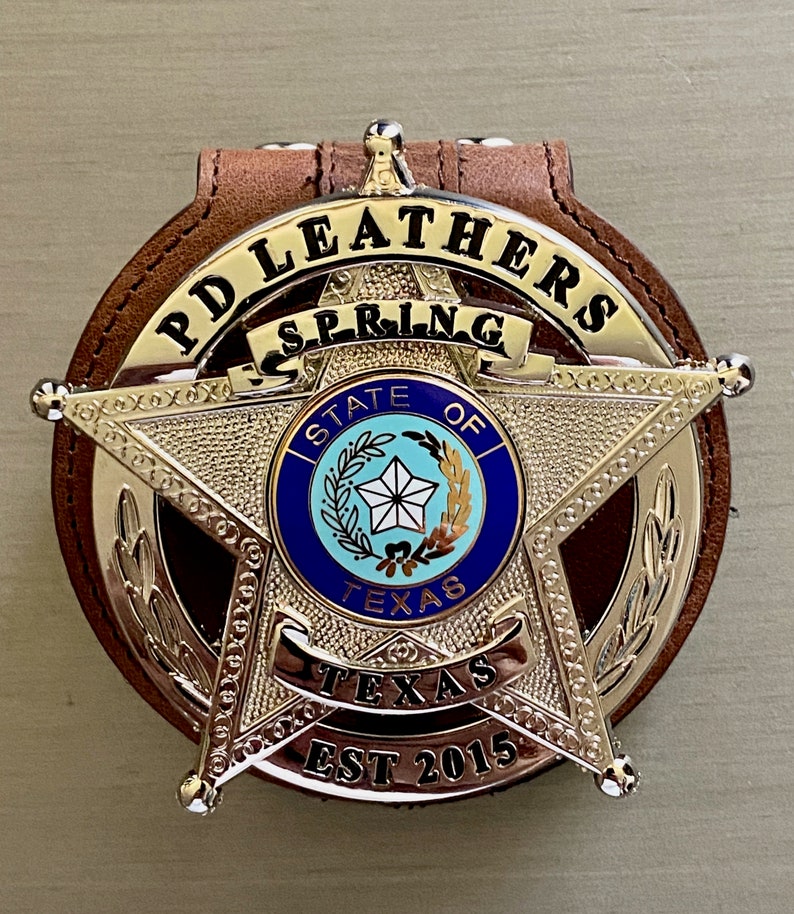 Saddle Brown Full Grain Leather Round Police Badge Holder Belt - Etsy