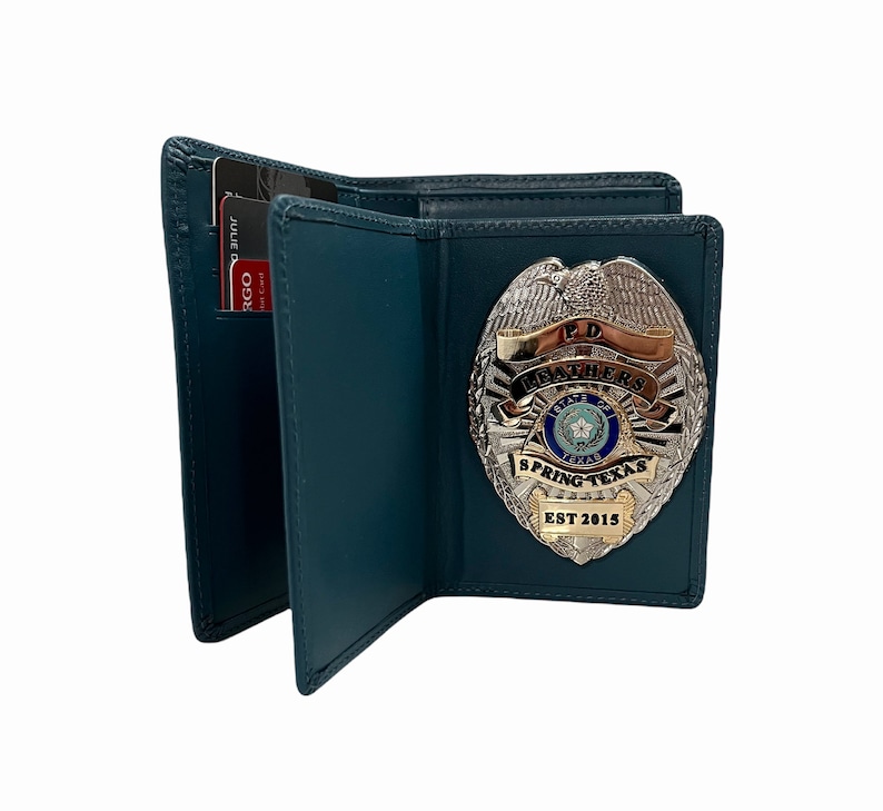 Police Badge Wallet All Leather Universal Fit-dark Teal-for | Etsy