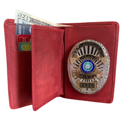 Police Badge Wallet All Leather Universal Fit Turquoise-for | Etsy