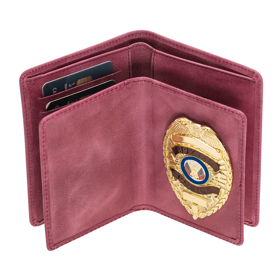 Police Badge Wallet All Leather Universal Fit-dusty Rose Pink - Etsy
