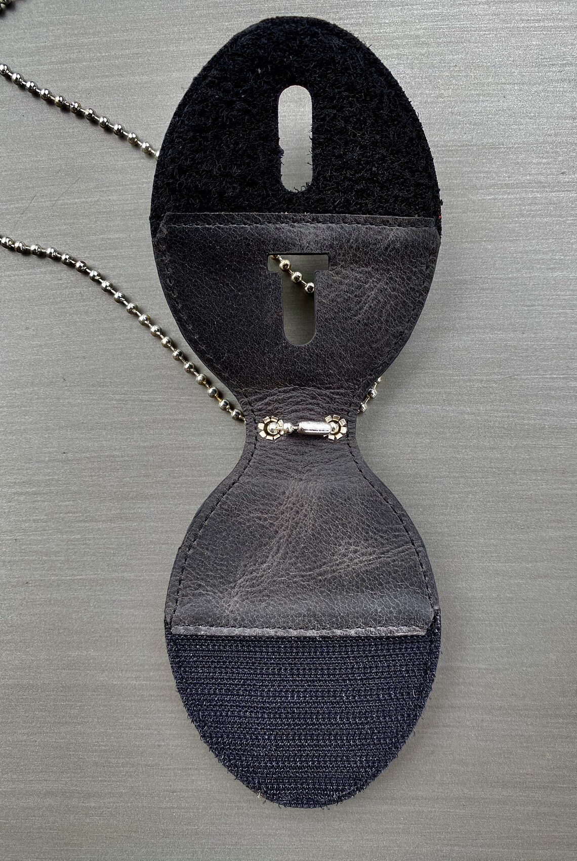 Black Full Grain Leather Oval Police Badge Holder Belt Clip - Etsy