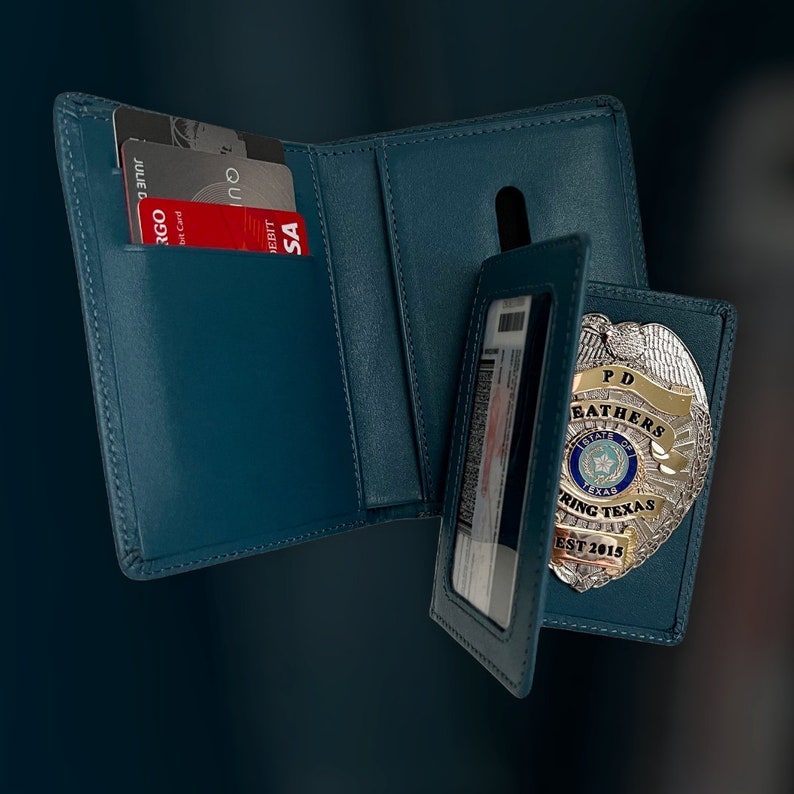 Police Badge Wallet All Leather Universal Fit-dark Teal-for | Etsy