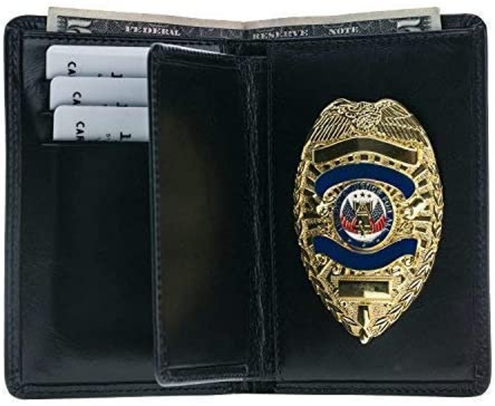 Police Badge Wallet All Leather Universal Fit-black Croc - Etsy