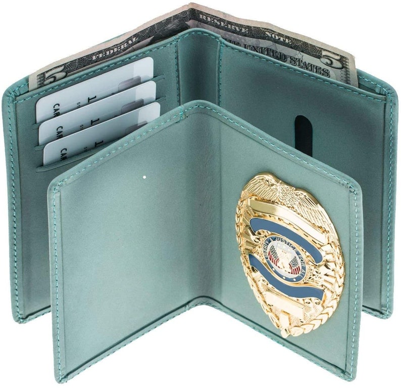 Police Badge Wallet All Leather Universal Fit Turquoise-for | Etsy