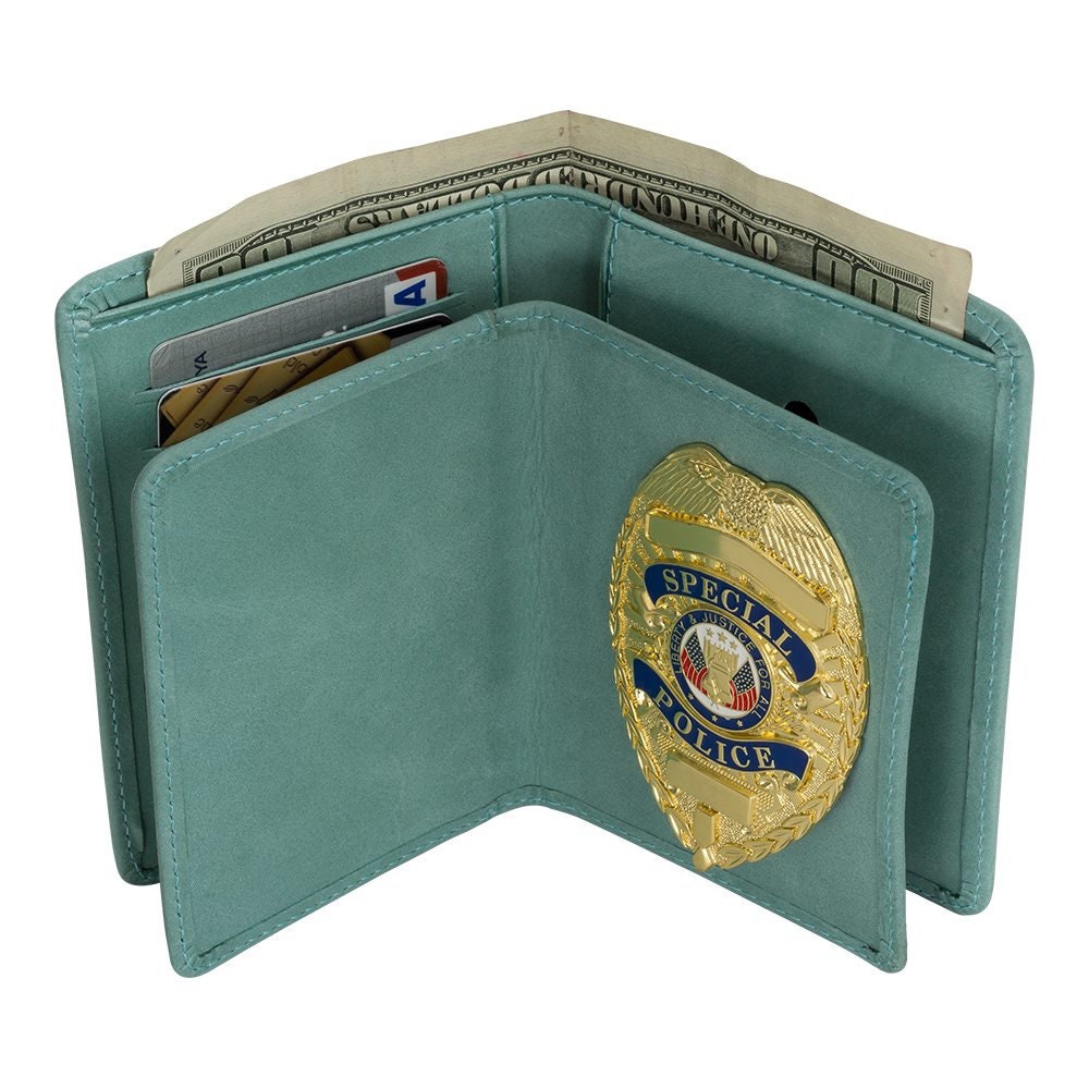 Police Badge Wallet All Leather Universal Fit Turquoise-for | Etsy