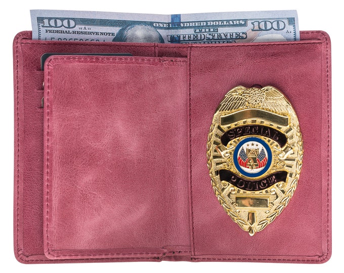 Police Badge Wallet All Leather Universal Fit-dusty Rose Pink - Etsy