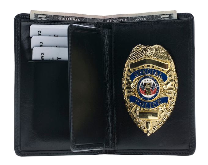 Police Badge Wallet All Leather Universal Fit-black - Etsy