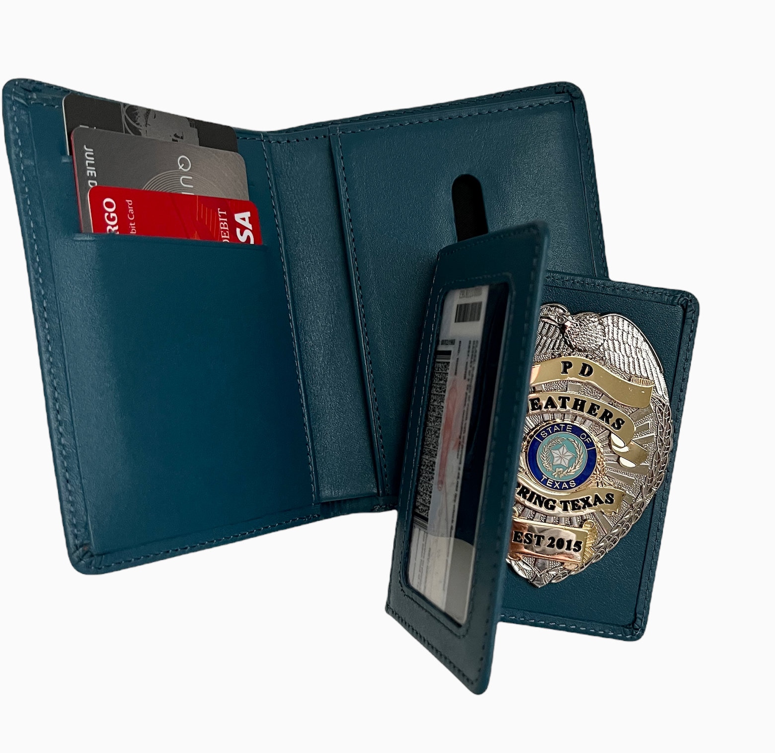 Police Badge Wallet All Leather Universal Fit-dark Teal-for | Etsy