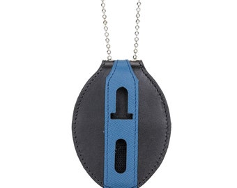 Black Full Grain Leather Oval Police Badge Holder Belt Clip | Etsy