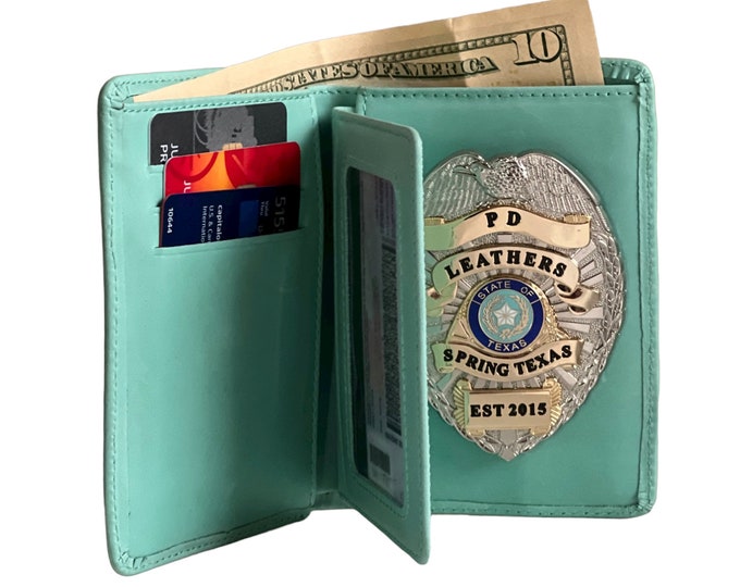 Police Badge Wallet All Leather Universal Fit- Turquoise - Etsy