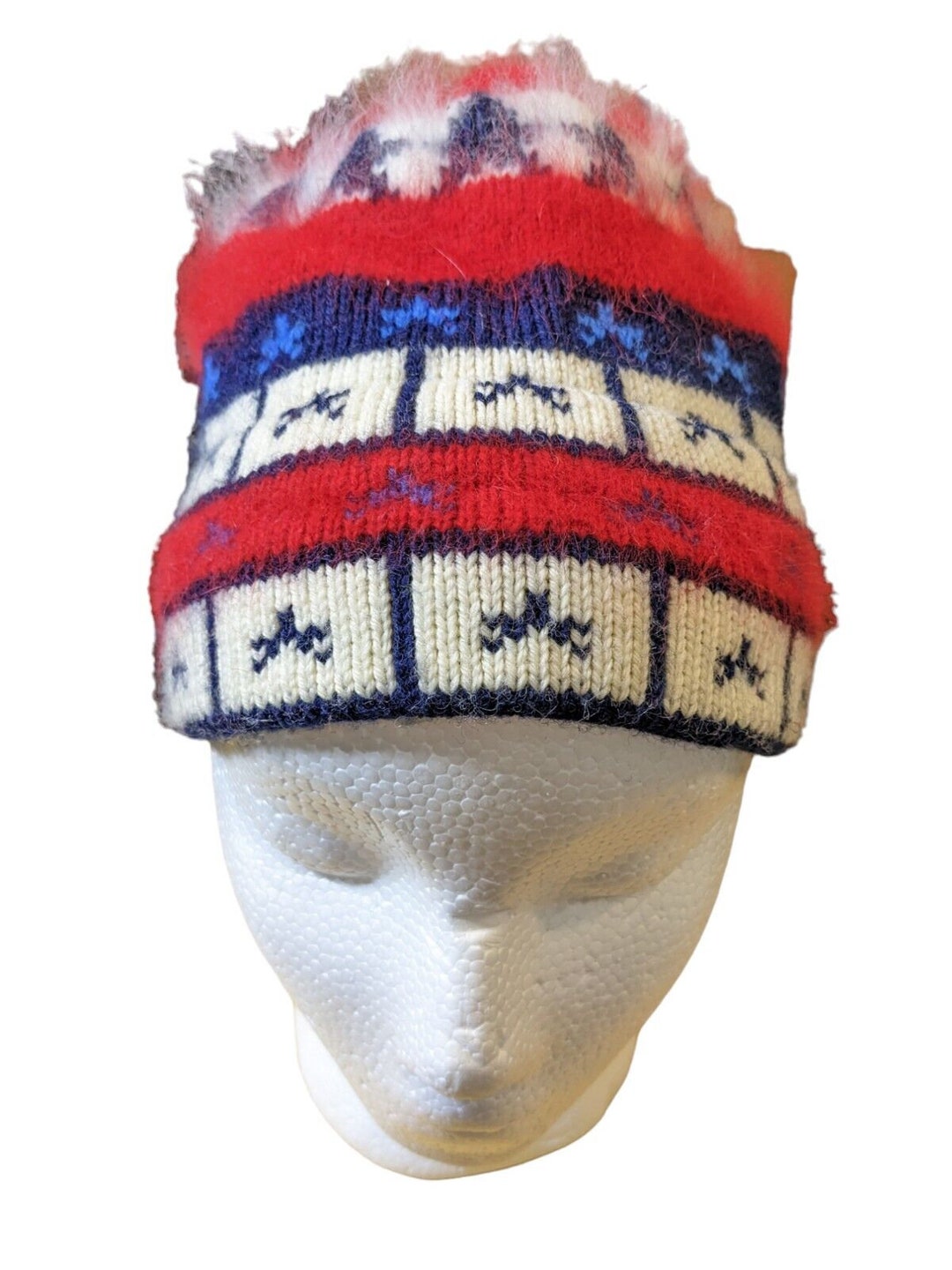 Vintage Murray Merkley Handmade Wool Beanie Hat Cap Knit Tassel Red ...
